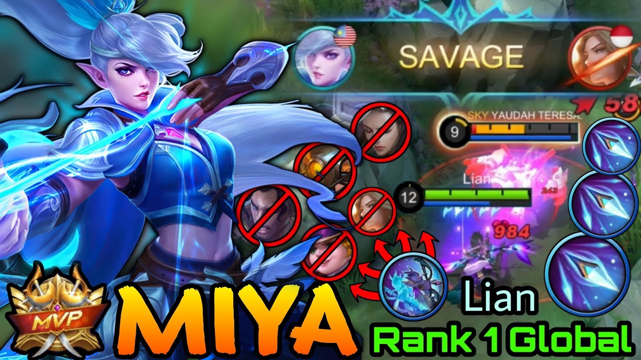 Perfect SAVAGE! Miya Late Game Shutdown All Enemies! - Top 1 Global ...