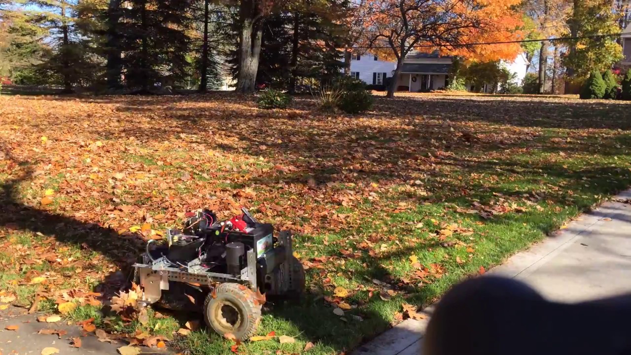 Part 7 Lawn mower in the fall remote control leaf mulching time lapse ...