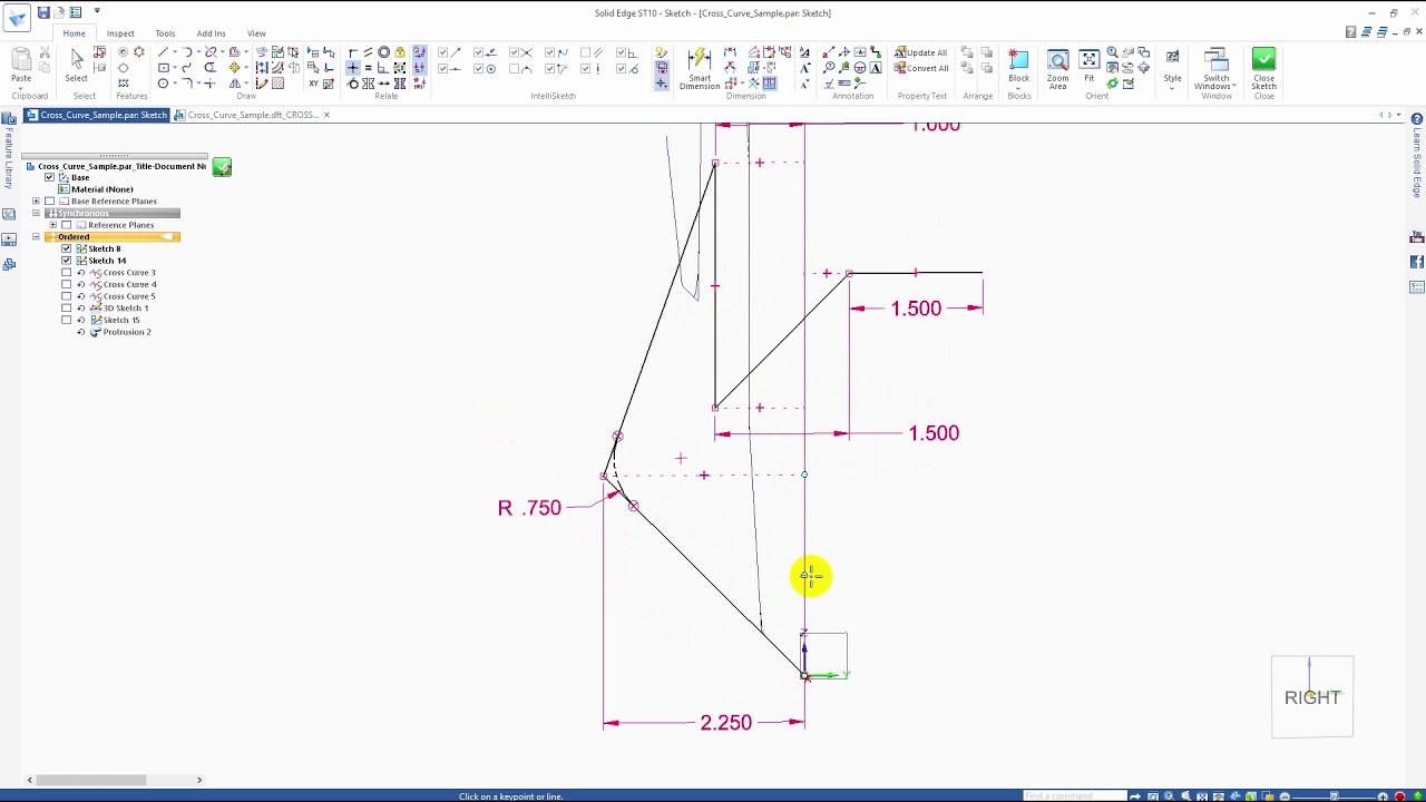 Solid Edge: How to Use Cross Curves - YouTube