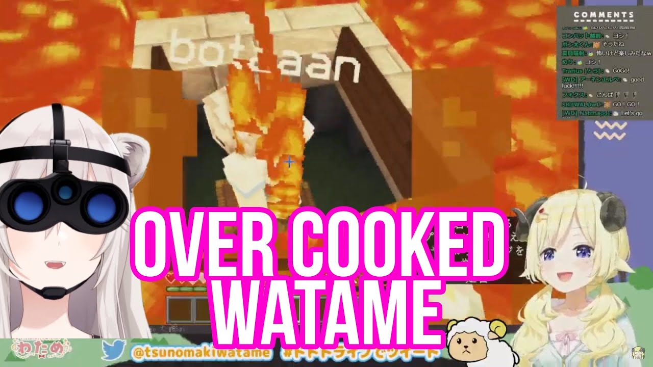 Shishiro Botan Take Watame Into a Boat Lava Dive Where Watame Die ...