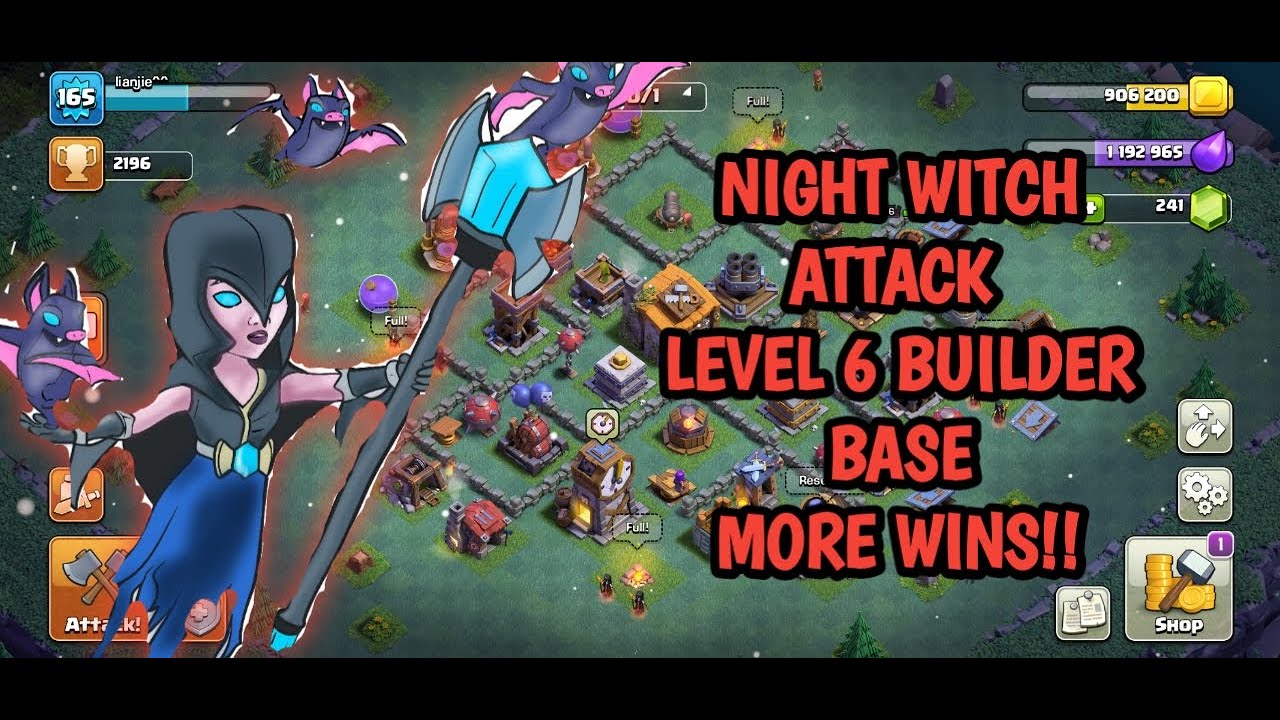 Night Witch attack level 6 builder base #coc #nightwitch #clashofclans ...