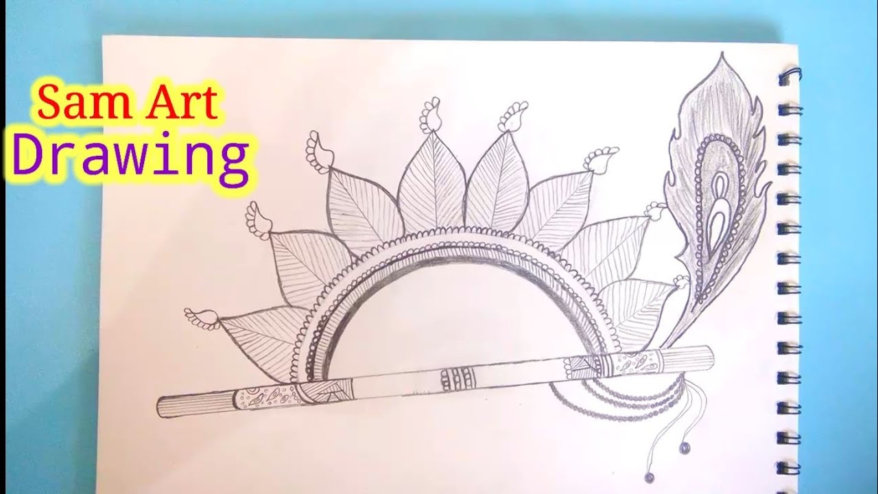 How to draw Flute of Krishna| {2023} Bansuri drawing| Simple drawing ...