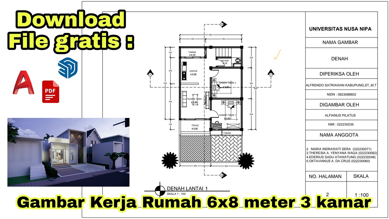 Gambar Kerja Rumah 3x5 meter 2 Lantai 👷 #sketchup #desainrumah #sketch ...