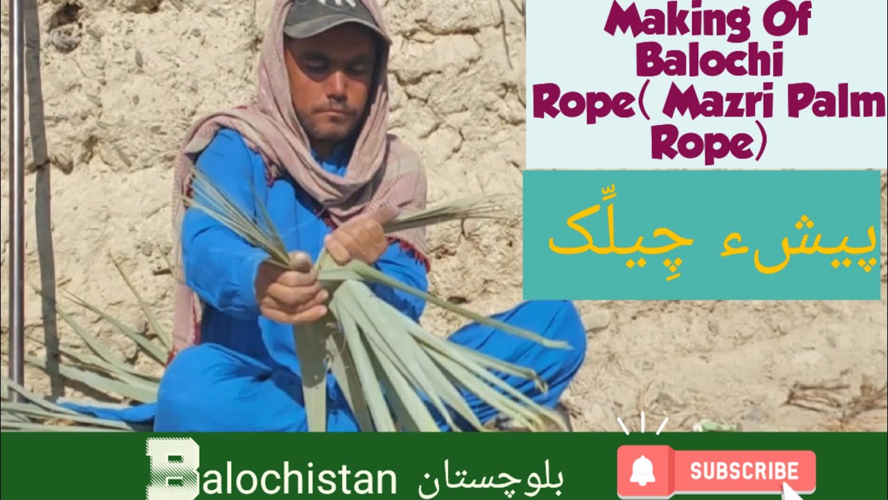 Making Of Rope From Mazri Palm In Balochistan with beautiful background ...