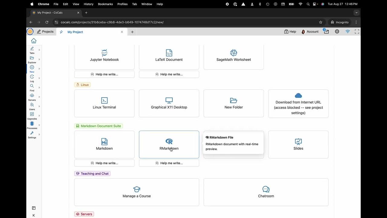 How to Create an RMarkdown Document in CoCalc - YouTube