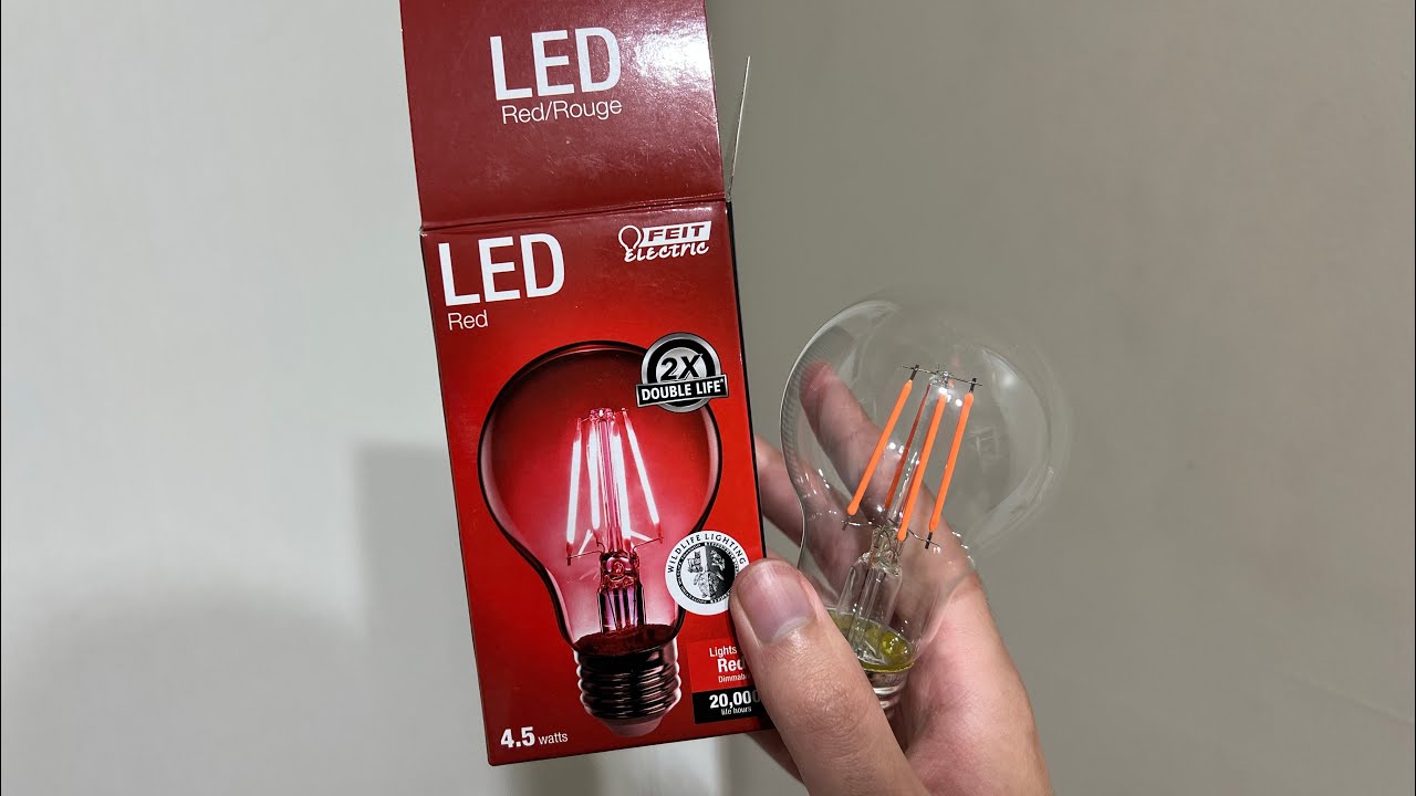 Red Feit Electric 4.5 Watt 120 Volt A19 Filament LED Light Bulb - YouTube