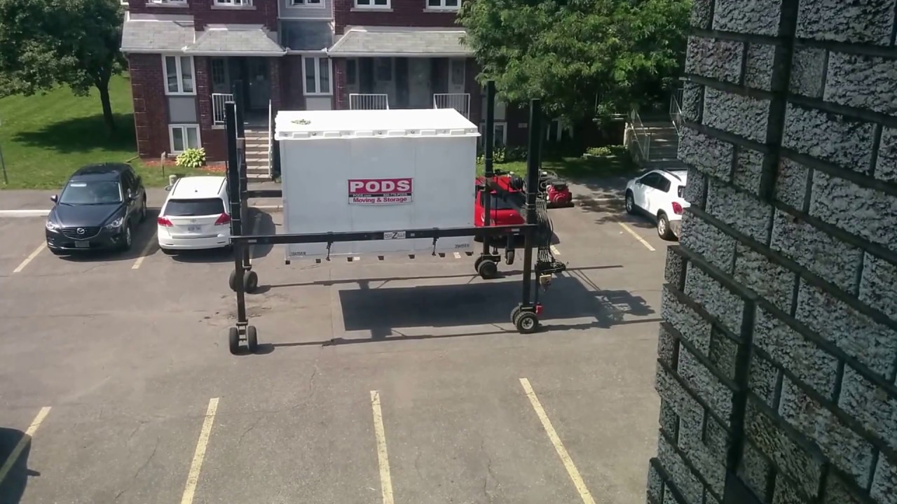 Pods container pickup in one lane parking - YouTube