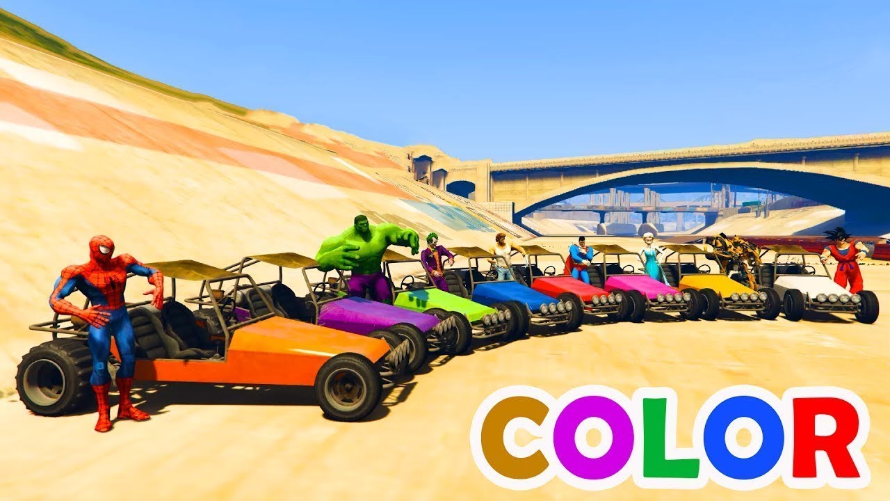 LEARN COLORS WITH | BUGGY CARS & ATV with Superheroes Animation Cartoon ...
