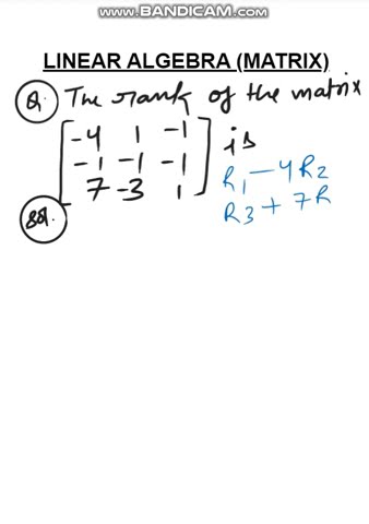 LINEAR ALGEBRA (MATRIX) || Rank of the matrix || Engineering ...