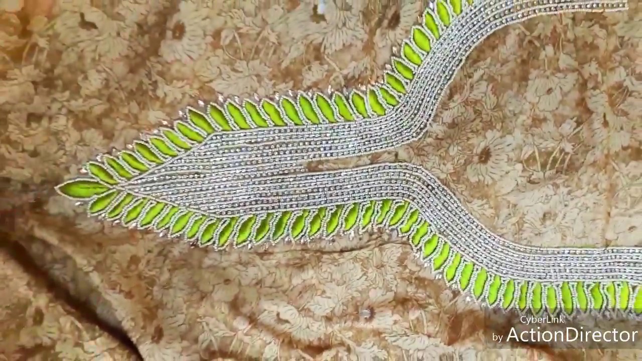 Jari work hand embroidary work zardosi work designs - YouTube