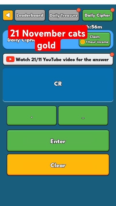 cat gold miner 21 november daily cipher and daily combo | daily combo cards and cipher code ...