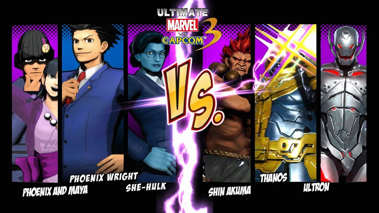 MVC3 | Phoenix Wright, Phoenix And Maya, She-Hulk vs Thanos, Shin Akuma ...