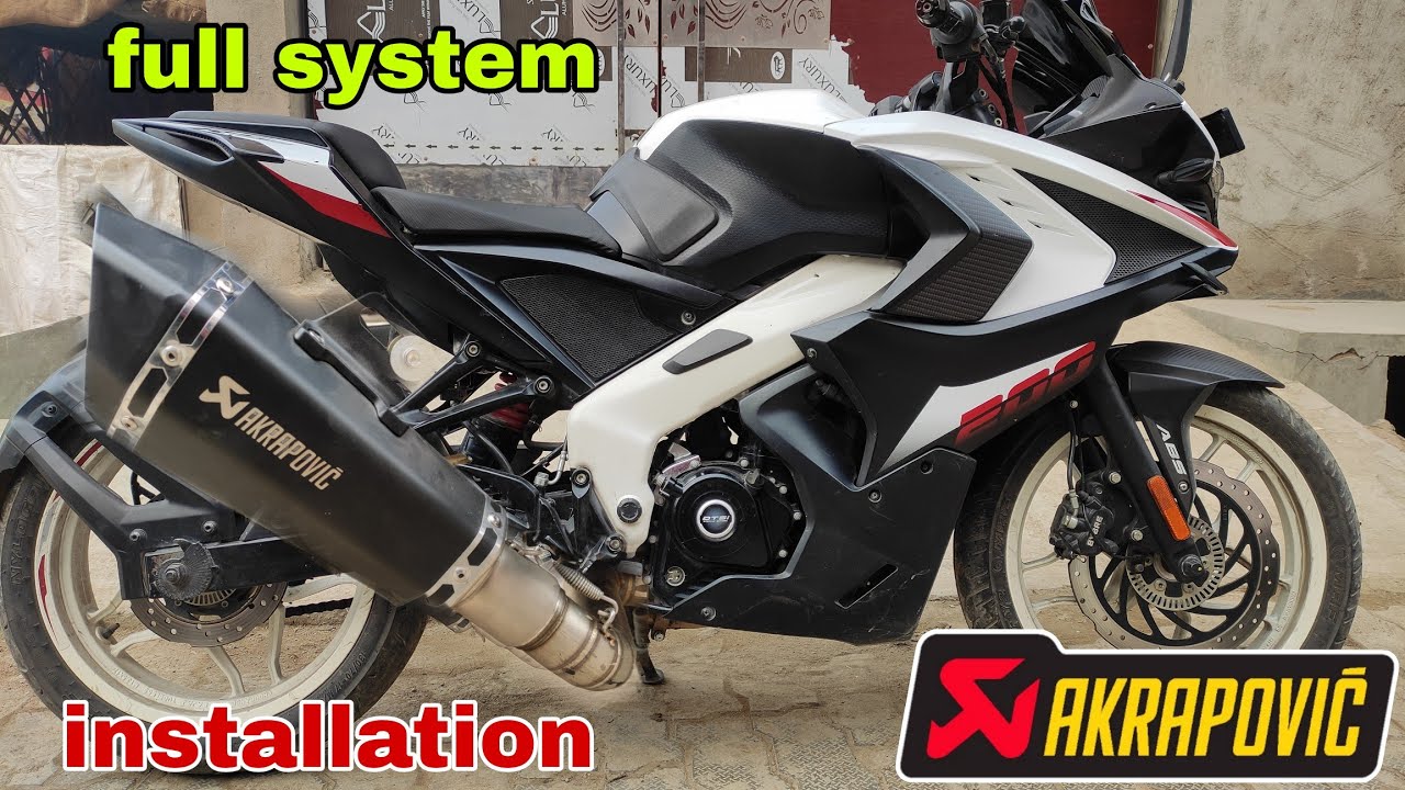 full system akrapovic exhaust installation in rs200 || loudest rs200 in ...