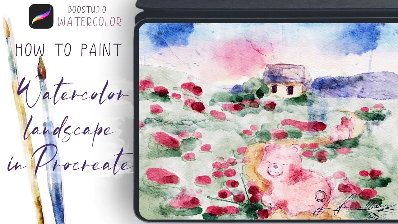 How to Paint Loose Watercolor Landscape in Procreate - IPad Digital ...