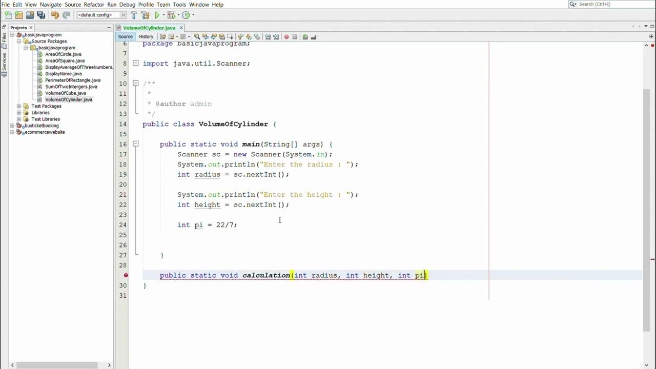 java program to calculate and display volume of cylinder - YouTube