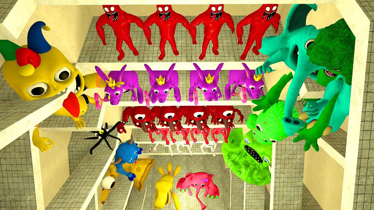 POW AND OMEGA PUNCH ALL GARTEN OF BANBAN 1-7 IN GMOD - YouTube