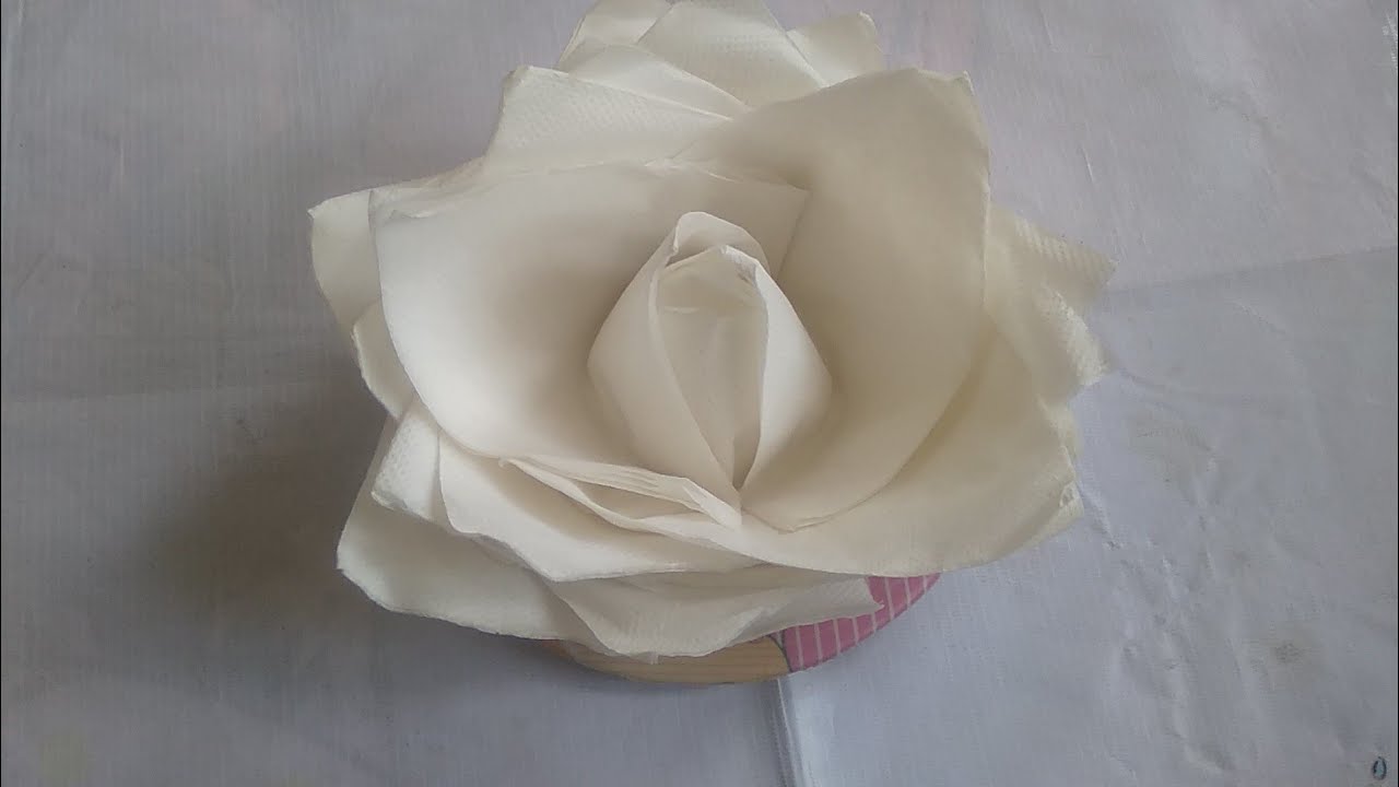 ROSE | PAPER NAPKIN | DIY | ROSE WITH PAP3R NAPKIN - YouTube