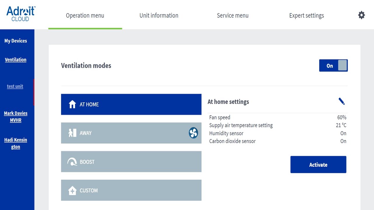 Airflow Adroit Cloud MVHR Control Interface - YouTube