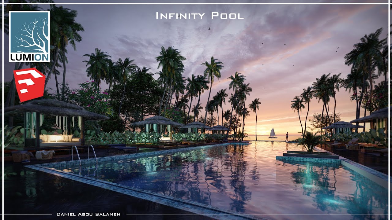Lumion Realistic render - infinity pool - Animation - sunset - YouTube