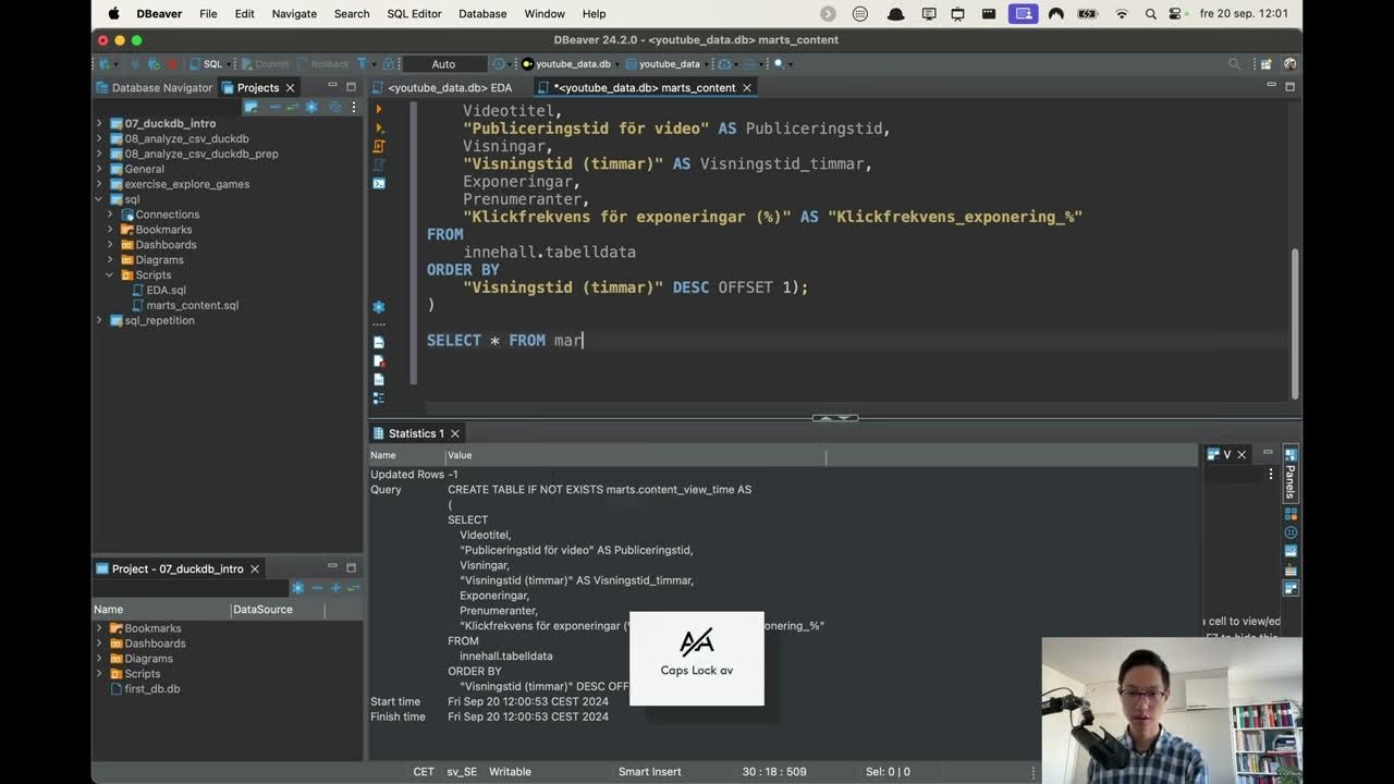 Data driven youtuber part 4 (coding) - YouTube