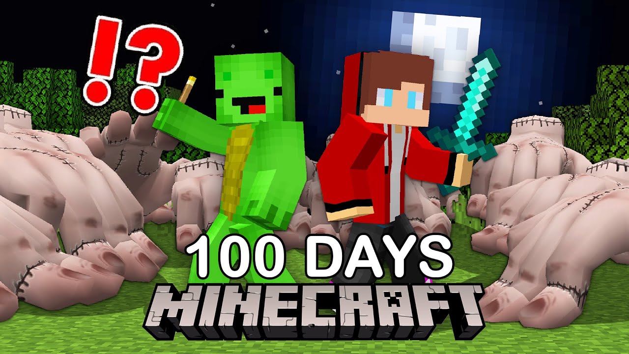 Survived 100 Days Of WEDNESDAY THING HAND and Attack On in Minecraft Challenge Maizen Nico and ...