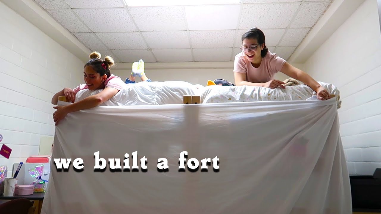 TRANSFORMING OUR DORM INTO A FORT! - YouTube