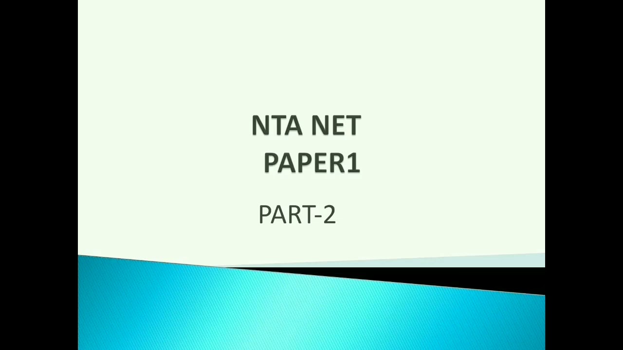 NTA NET Paper-1(part-2) - YouTube