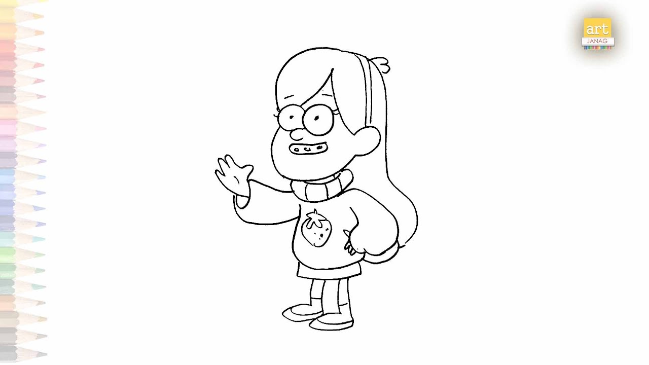 Mabel Pines cartoon drawing | Outline sketches | How to draw Mabel ...