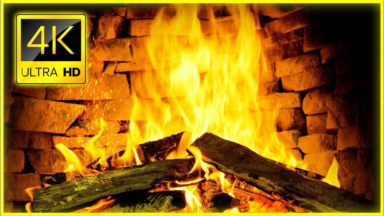 Instant Relaxation with Cozy Christmas Fireplace Burning 4K Video ...