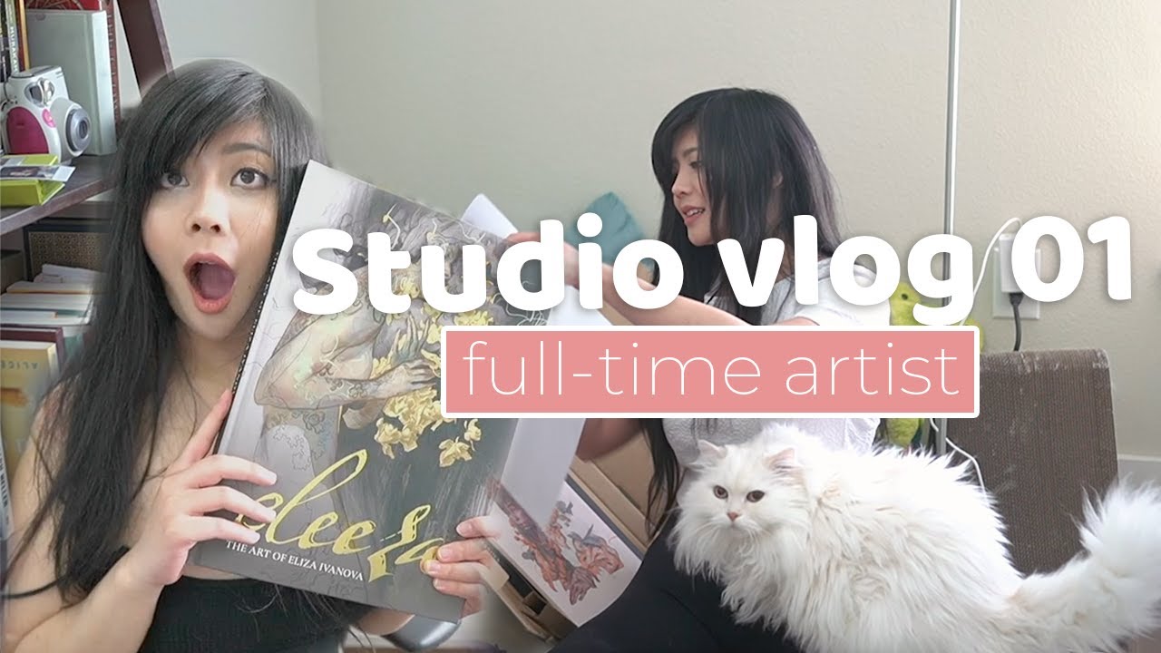 studio vlog 01 First Month full-time artist + Eleeza artbook unboxing - YouTube