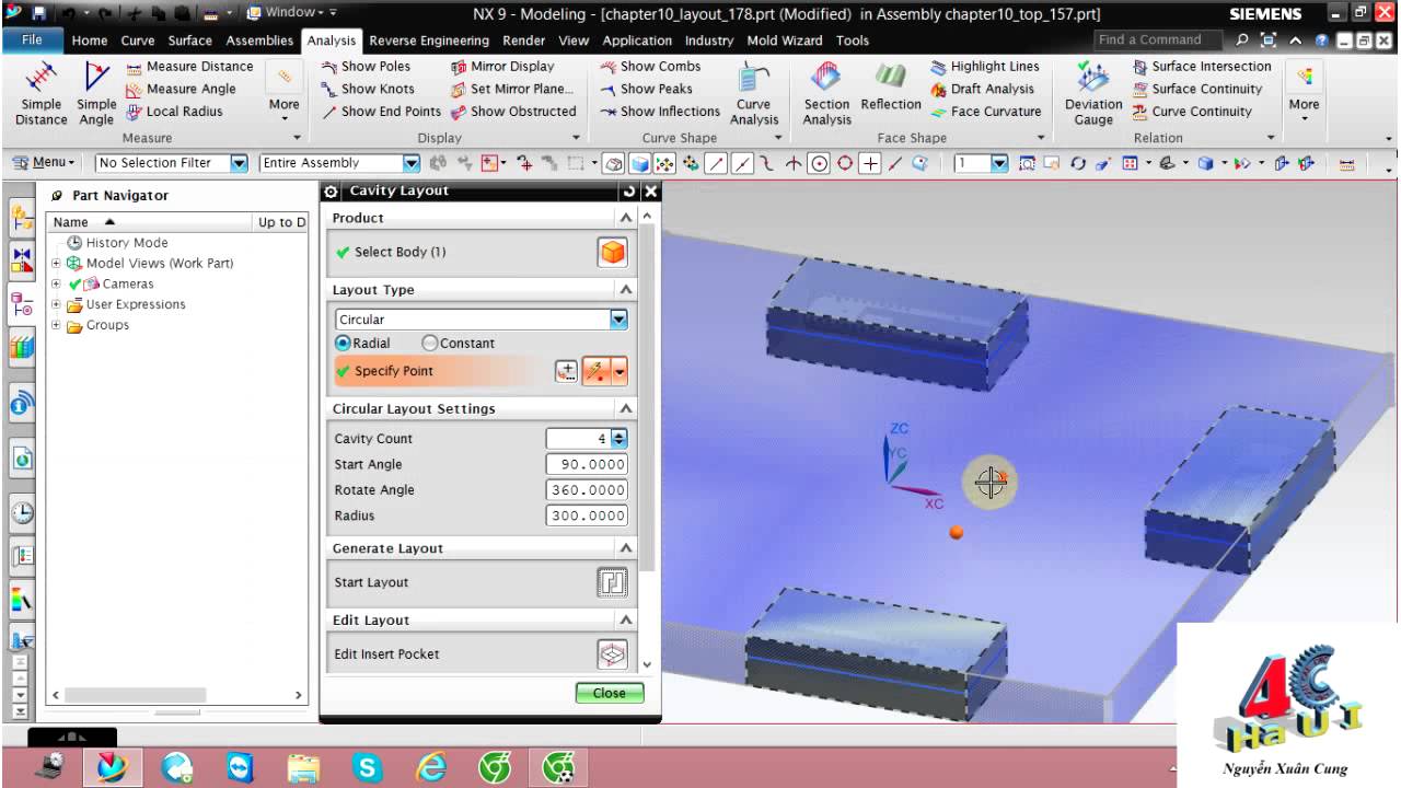 NX MOLD Design Cavity layout HD Tạo Nhiều Lòng Khuôn trong NX - YouTube