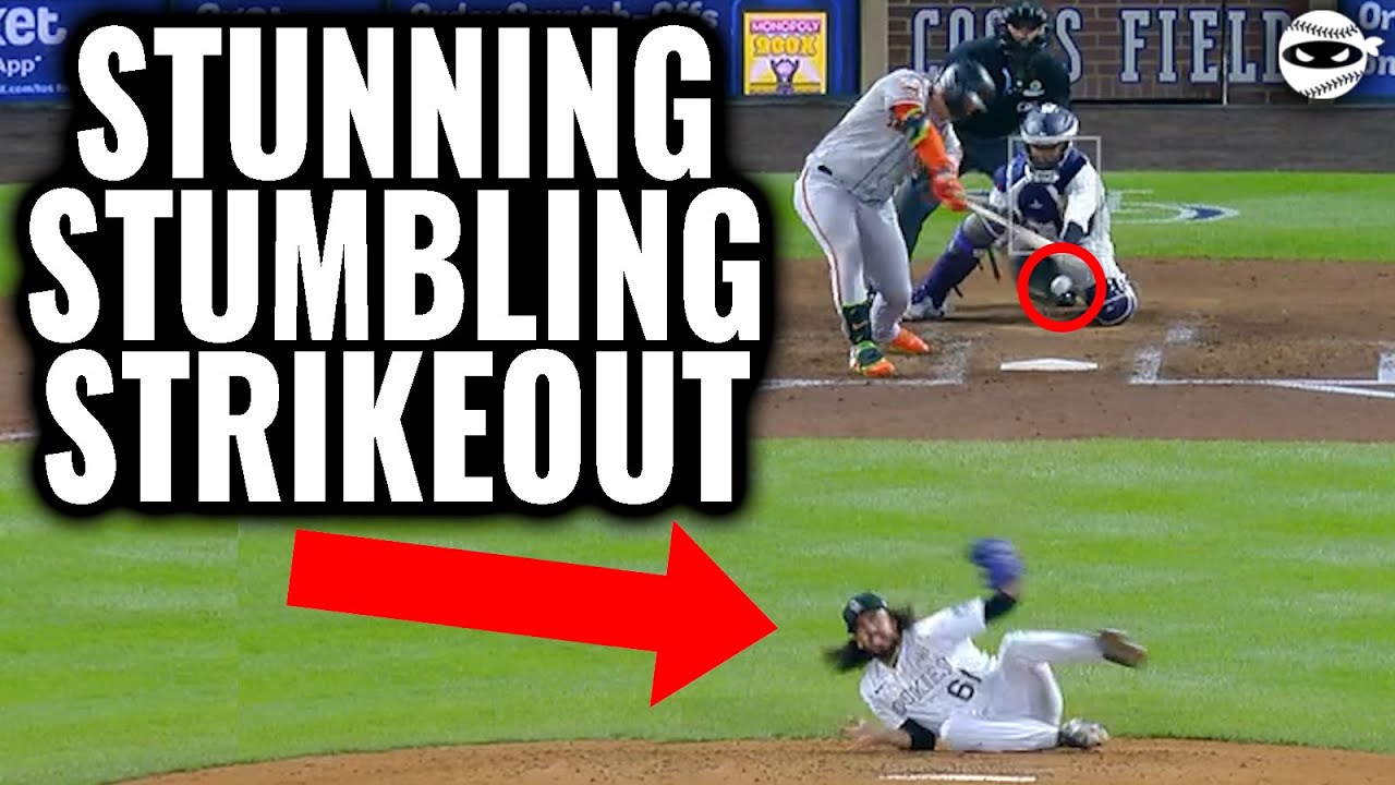 Pitcher gets a Strikeout while FALLING DOWN??! Not sure I've EVER seen ...