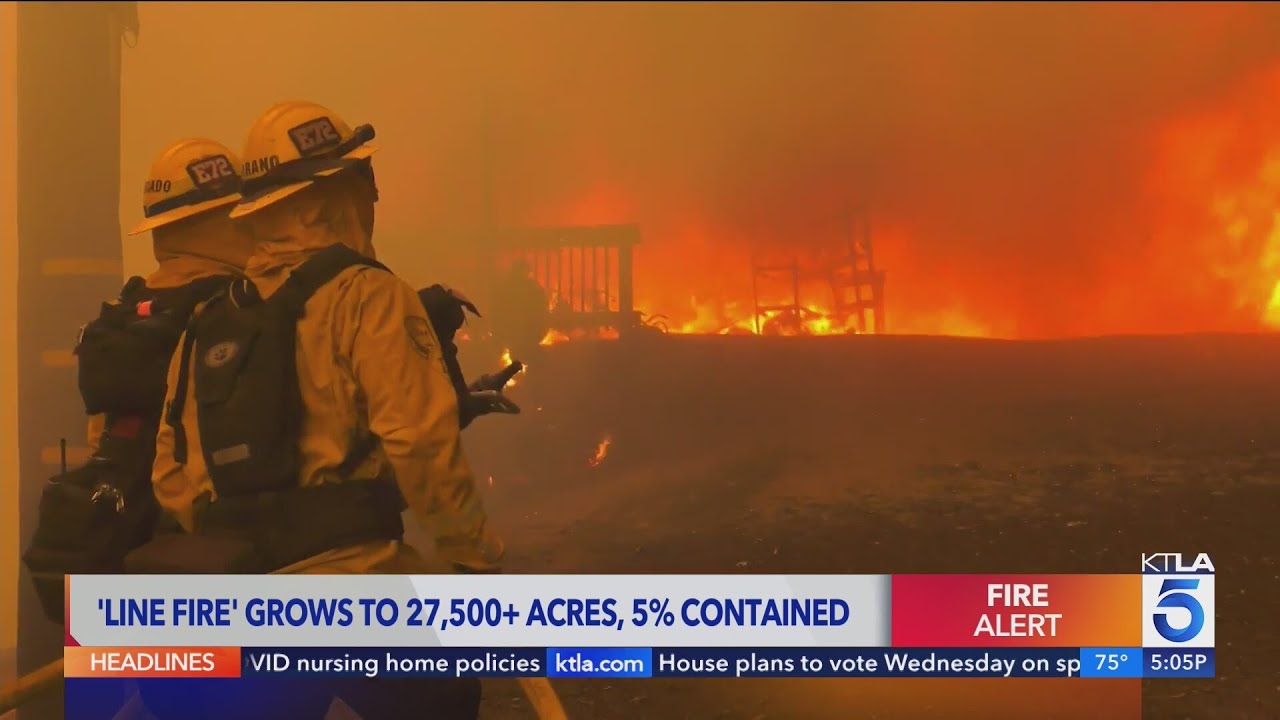 Line Fire burns nearly 28,000 acres in Southern California - YouTube