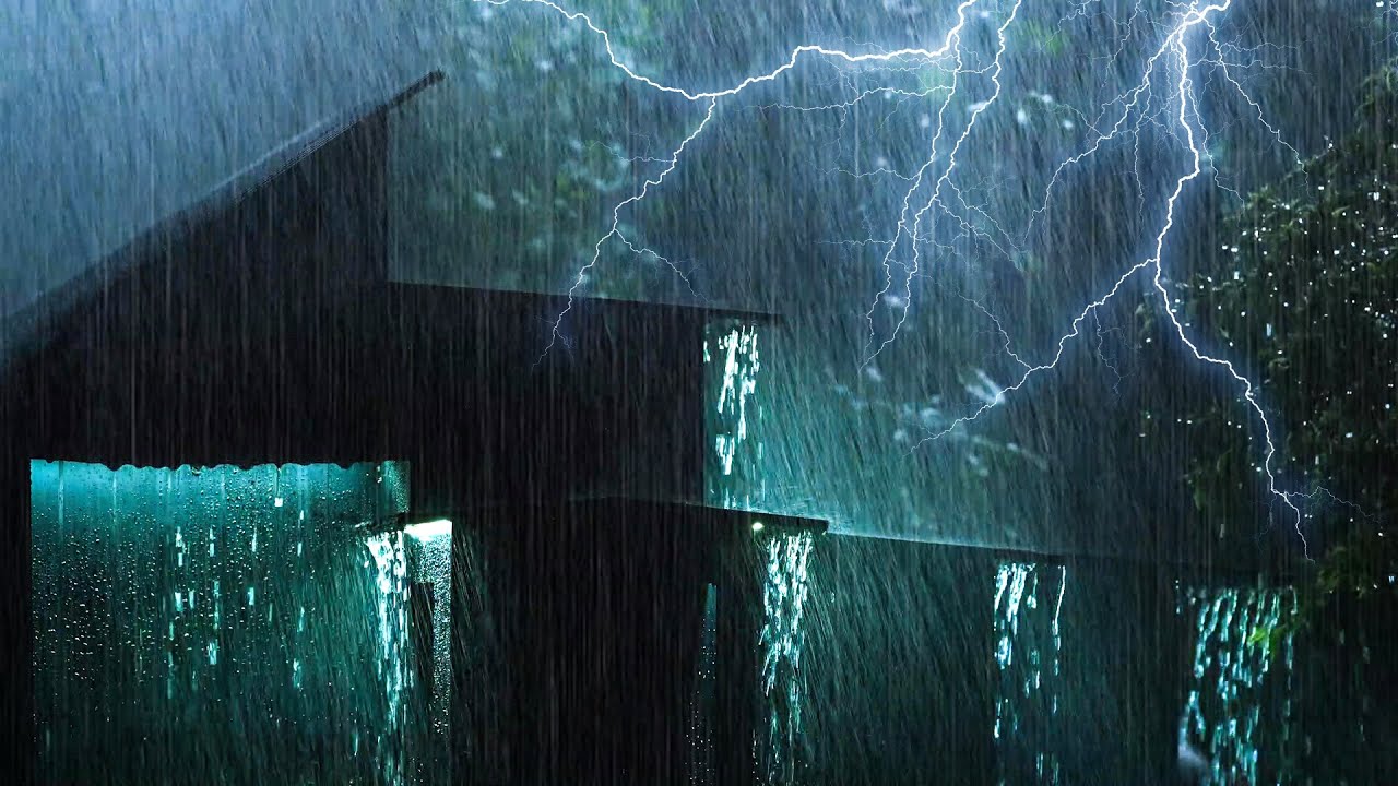 Sleep Instantly with Heavy Rain & Very Strong Thunder on Tin Roof ...