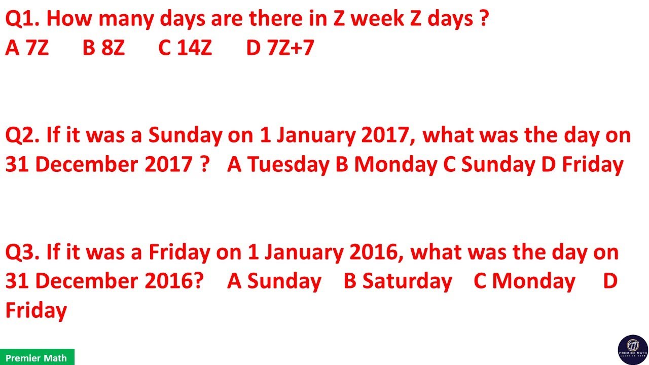How many days are there in Z week Z days ? - YouTube