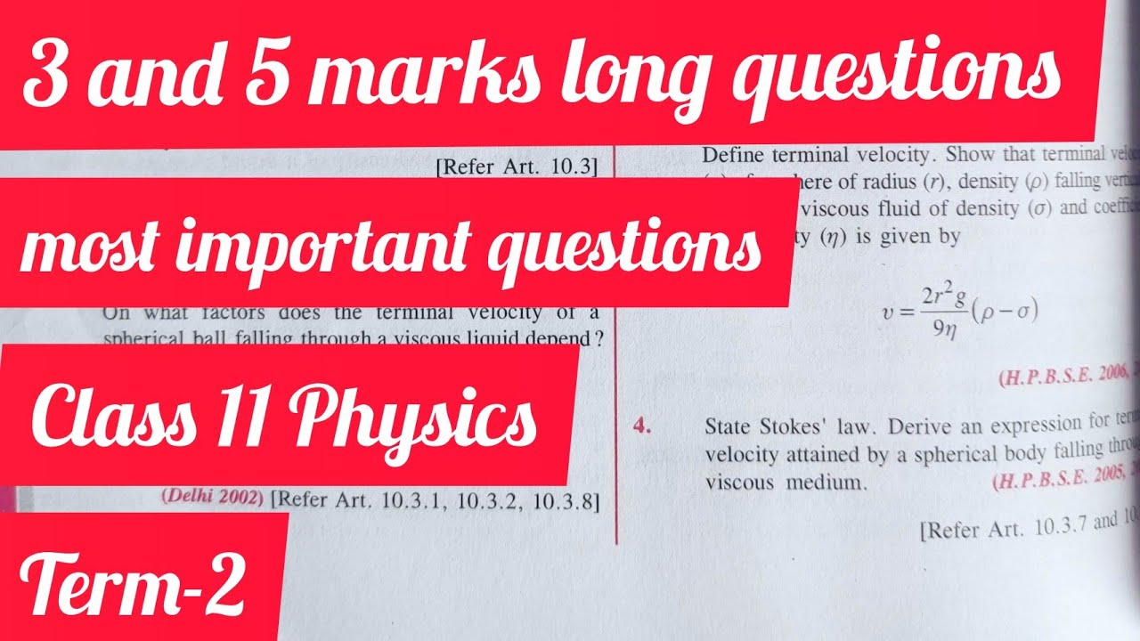 3 and 5 marks most important questions for 11th Physics #physics #pseb ...
