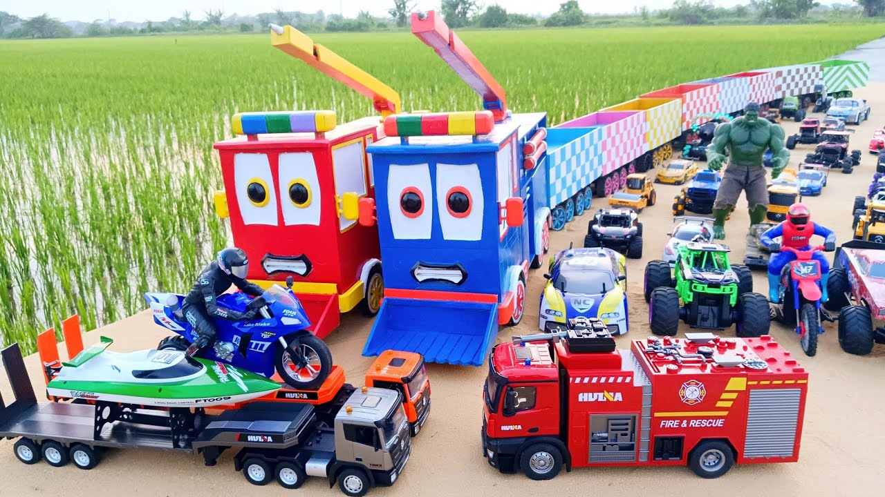 🔥Mobil Truk Gandeng Bongkar Mobil-Mobilan RC! Mobil Balap Polisi Super ...