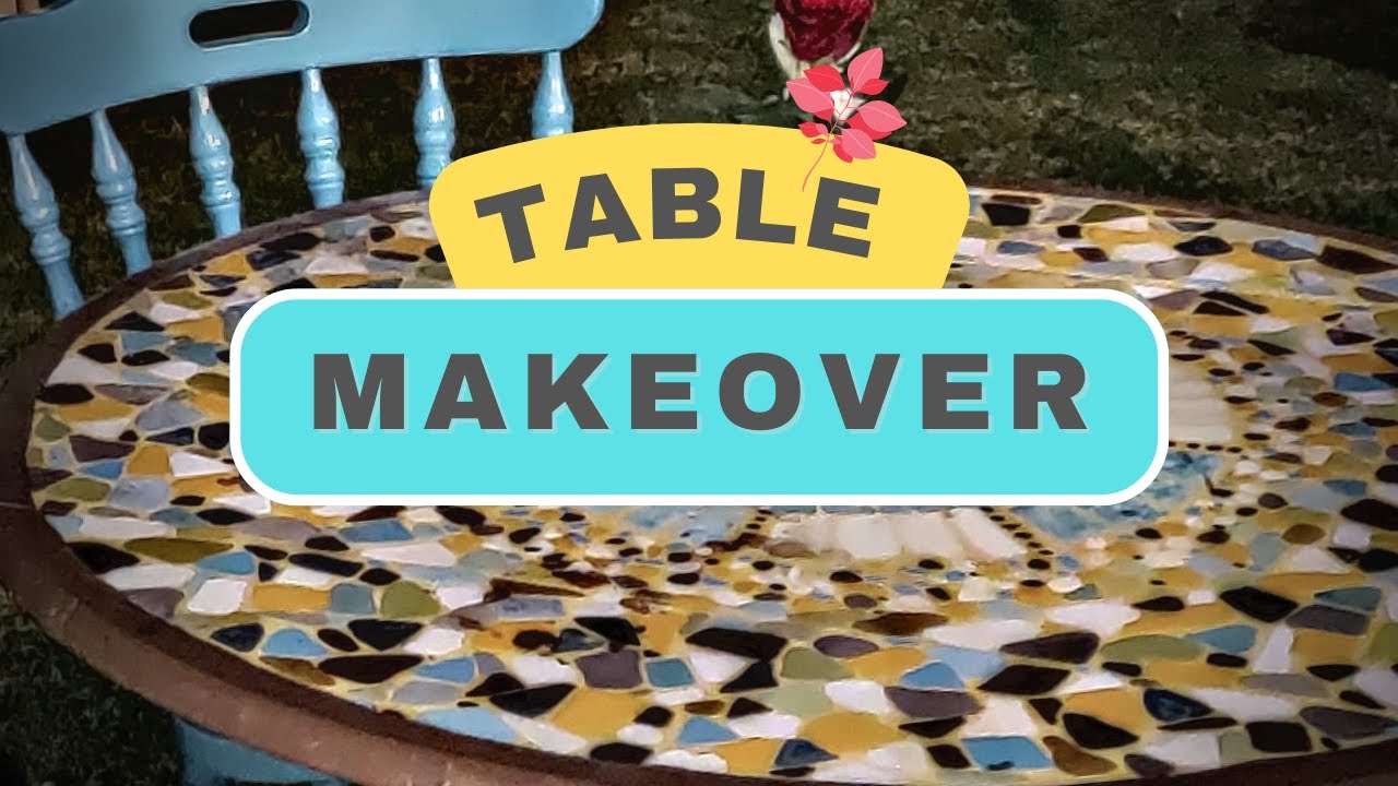 Table Makeover | Faux Mosaic Art | DIY new vibrant look for a 25 year ...