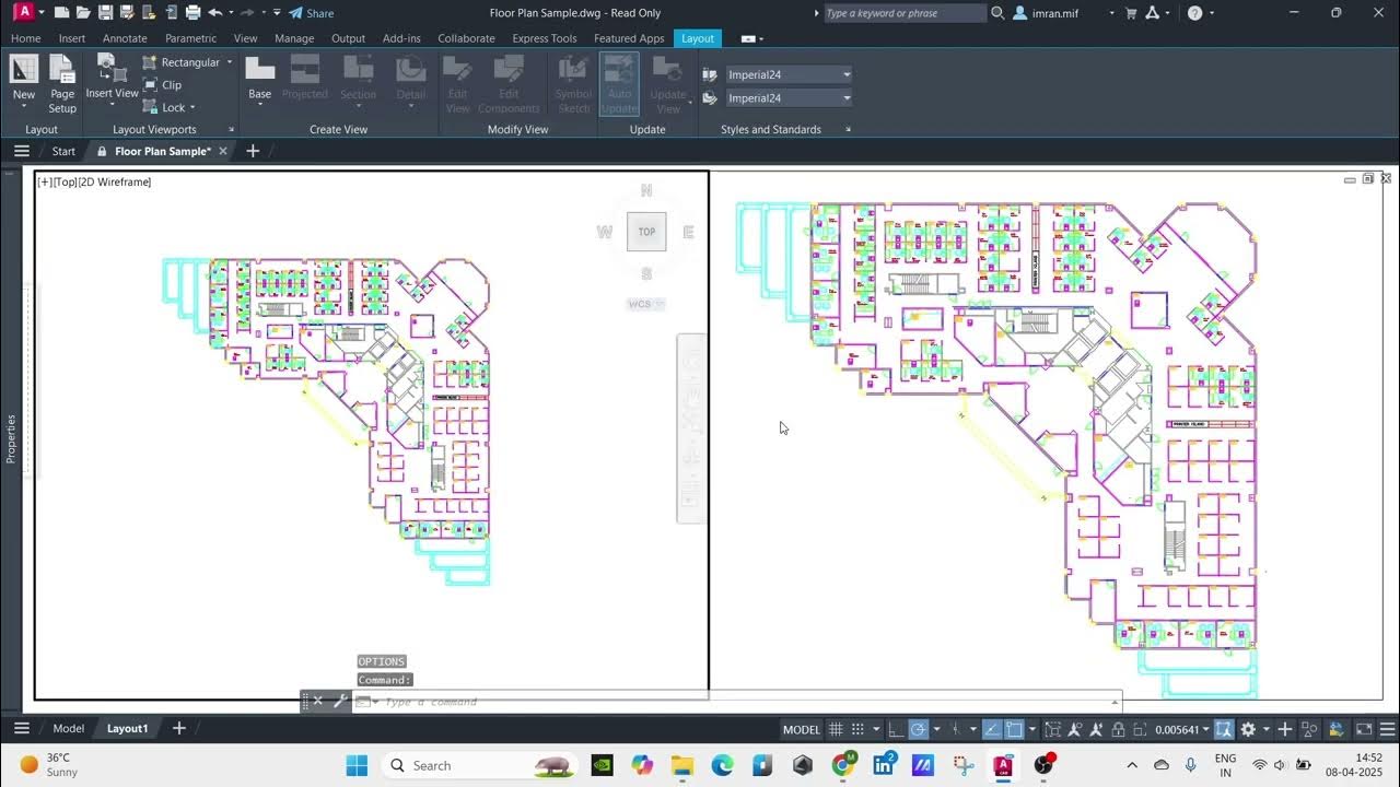2 Viewports Side by Side in Layout Tab AutoCAD - YouTube