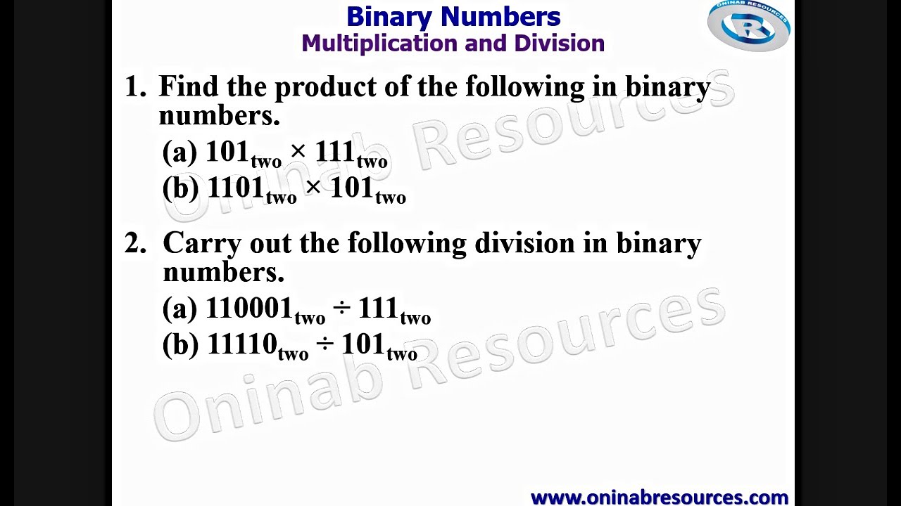 Binary Numbers: Multiplication and Division - YouTube