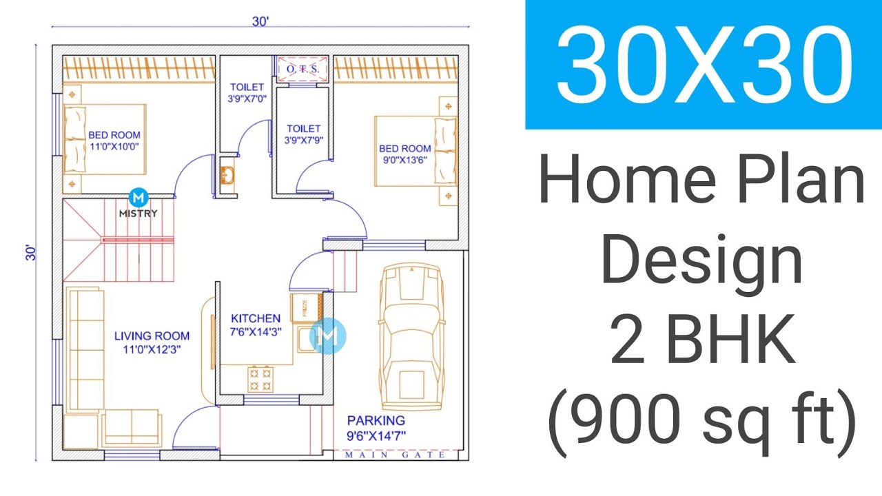 30x30 home plan design - YouTube