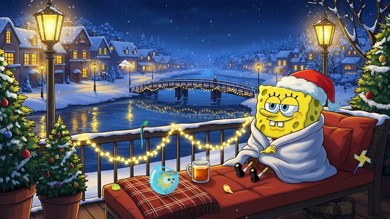 SpongeBob Winter Night ️ Cozy Lofi Beats for Sleep & Relax 🎄 Christmas ...