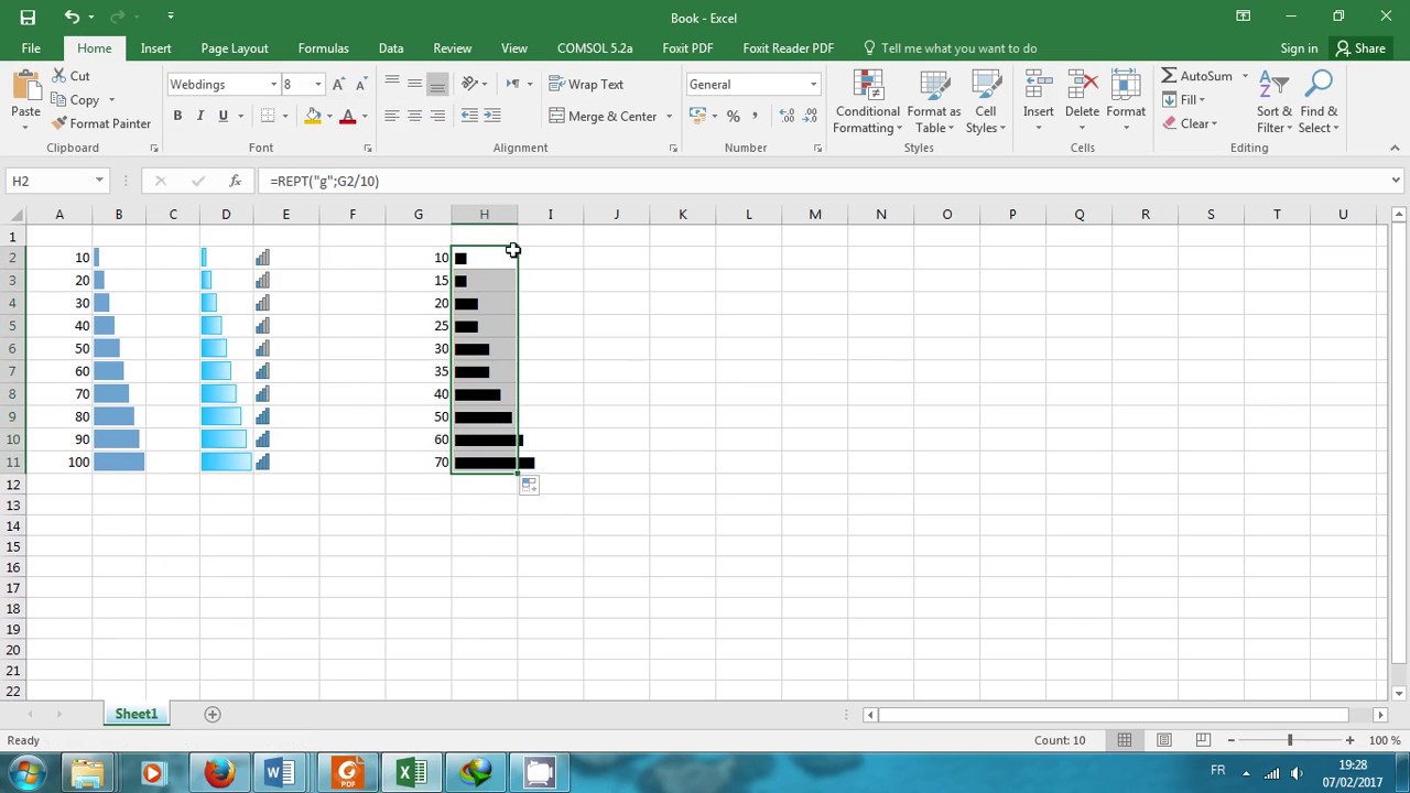Bar progression Excel - general method - YouTube