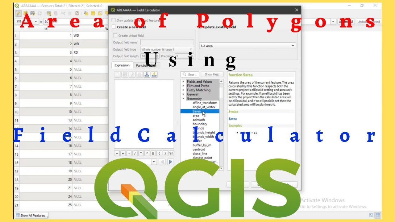 Area Of Polygons In Qgis How To Calculate Area Of Polygons In Qgis Area Of Shapefiles Youtube