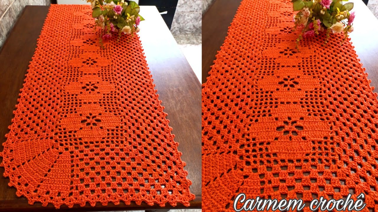 COMO FAZER UM CAMINHO DE MESA FOLHA CROCHÊ FILÉ PASSO A PASSO COMPLETO💥 ...