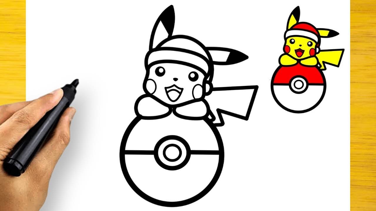 HOW TO DRAW CHRISTMAS PIKACHU WITH POKE BALL - YouTube