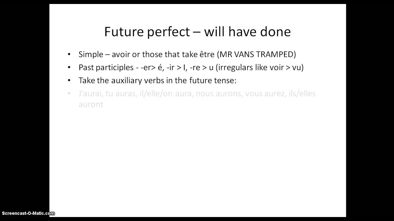 French perfect tenses - pluperfect, conditional and future plus ...
