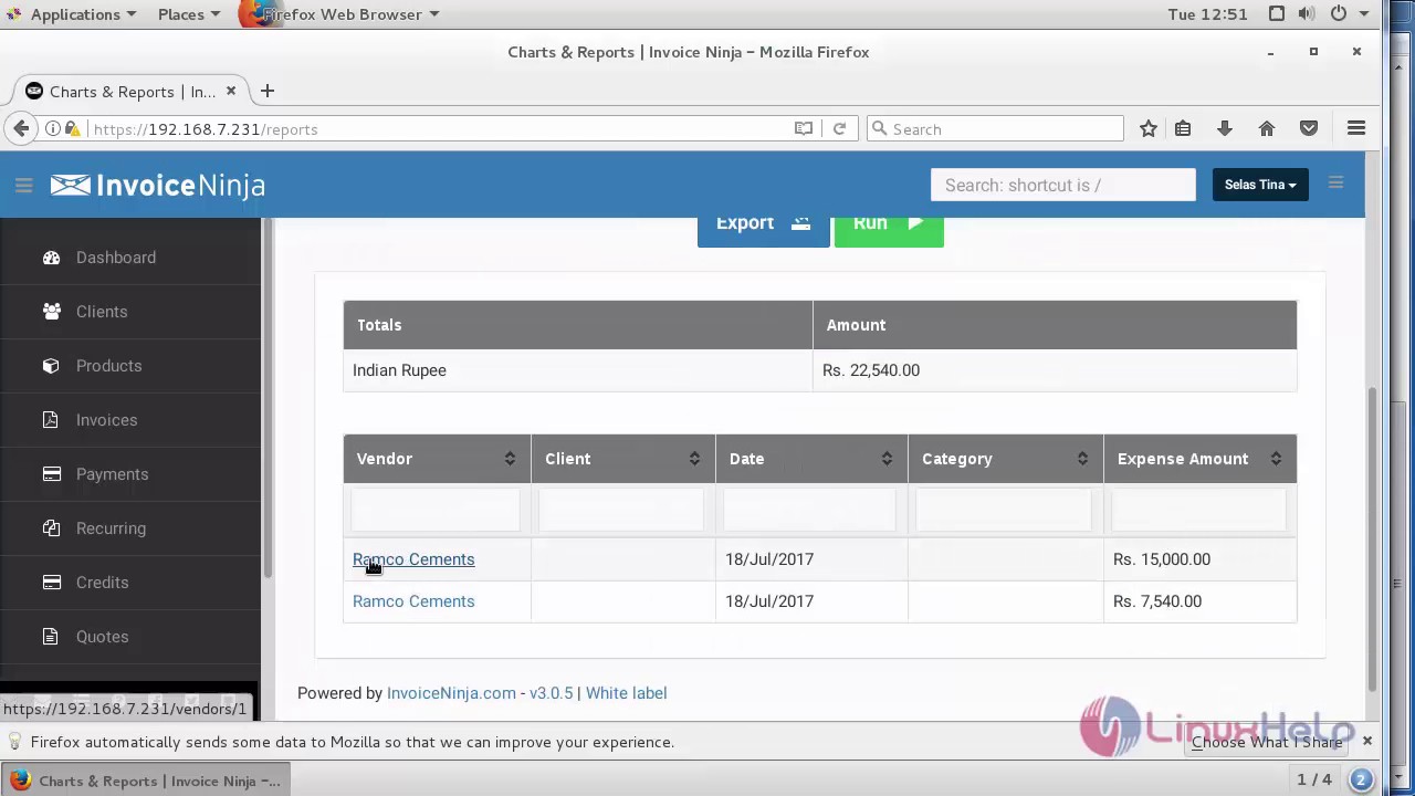 How to create report on Invoice Ninja - YouTube