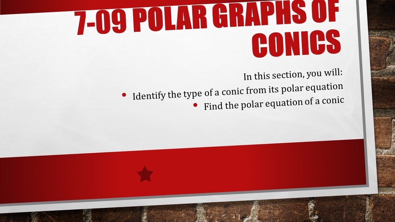 Precalculus 7-09 Polar Graphs of Conics - YouTube