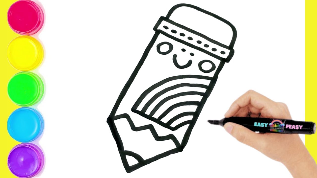 Rainbow Pencil Drawing & Coloring | How To Draw Rainbow Pencil - YouTube